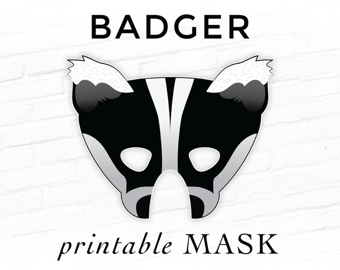 Badger Mask Badger Costume Animal Mask Printable Party Favor Woodland ...