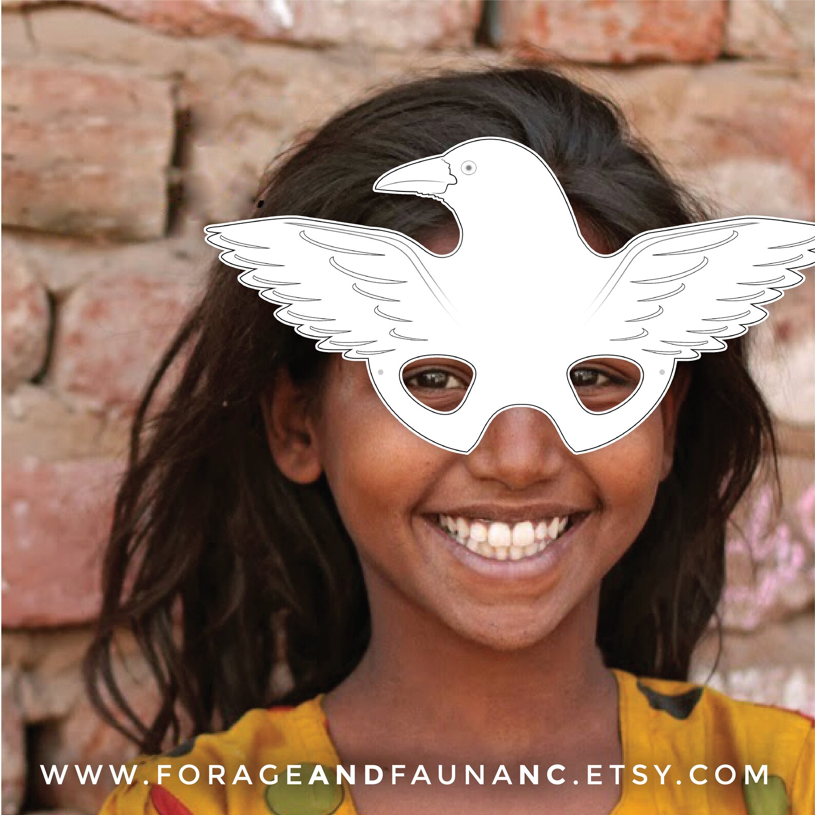 Coloring Fun Crow Raven Printable Mask Activity Black Bird | Etsy