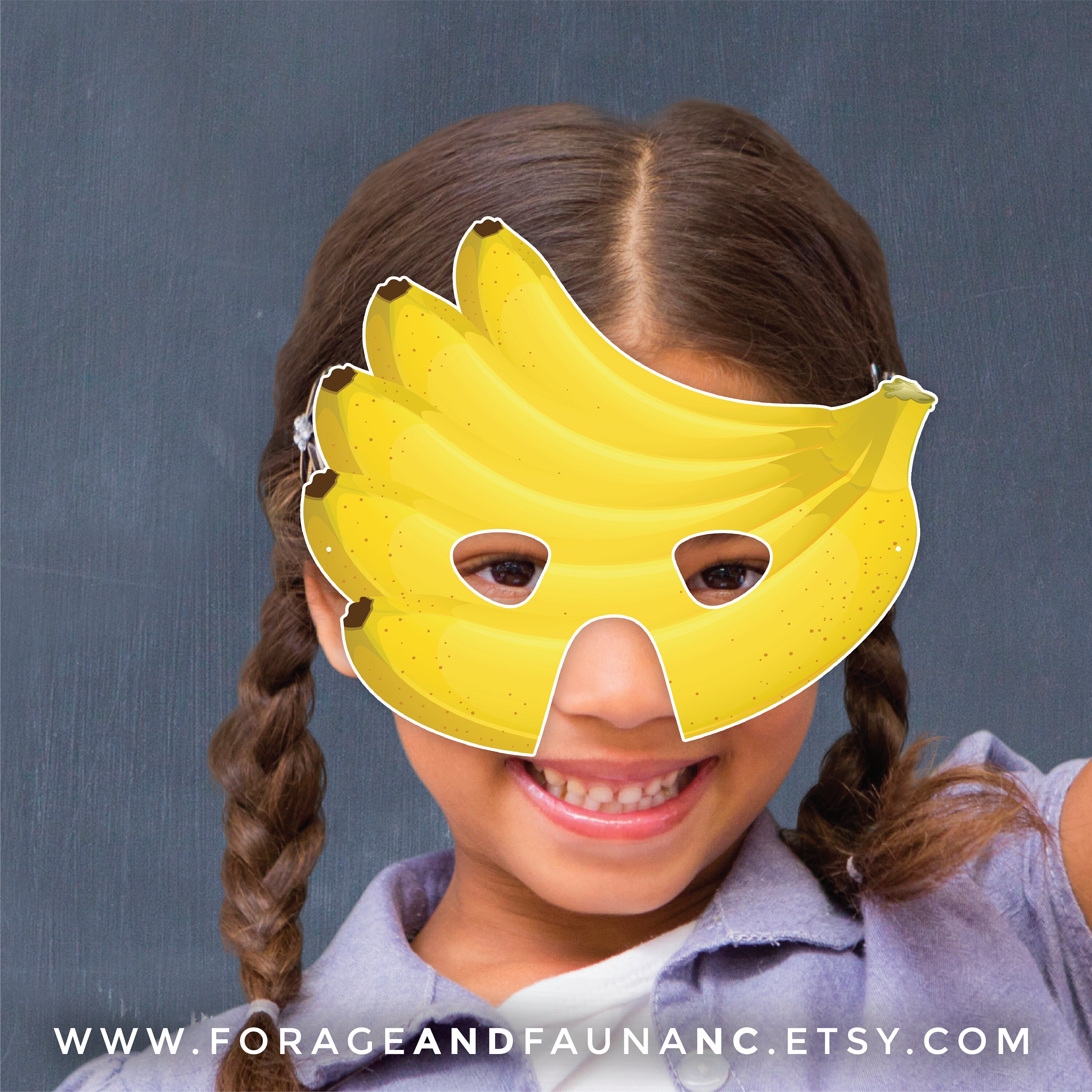 Bananes Imprimable Masque De Fête Fruits Tropicaux Halloween Costume De ...