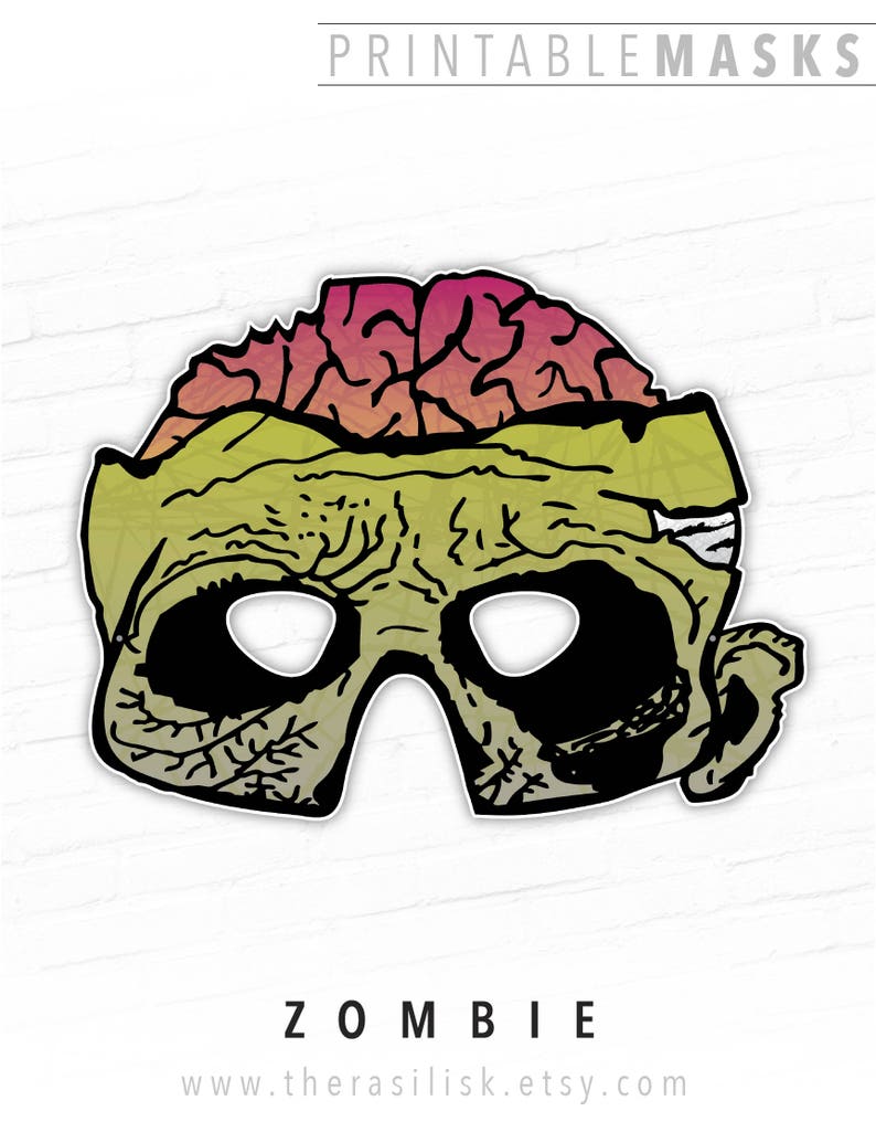 Halloween Mask, Zombie Printable Mask, Walking Corpse, Walker, Ghoul ...