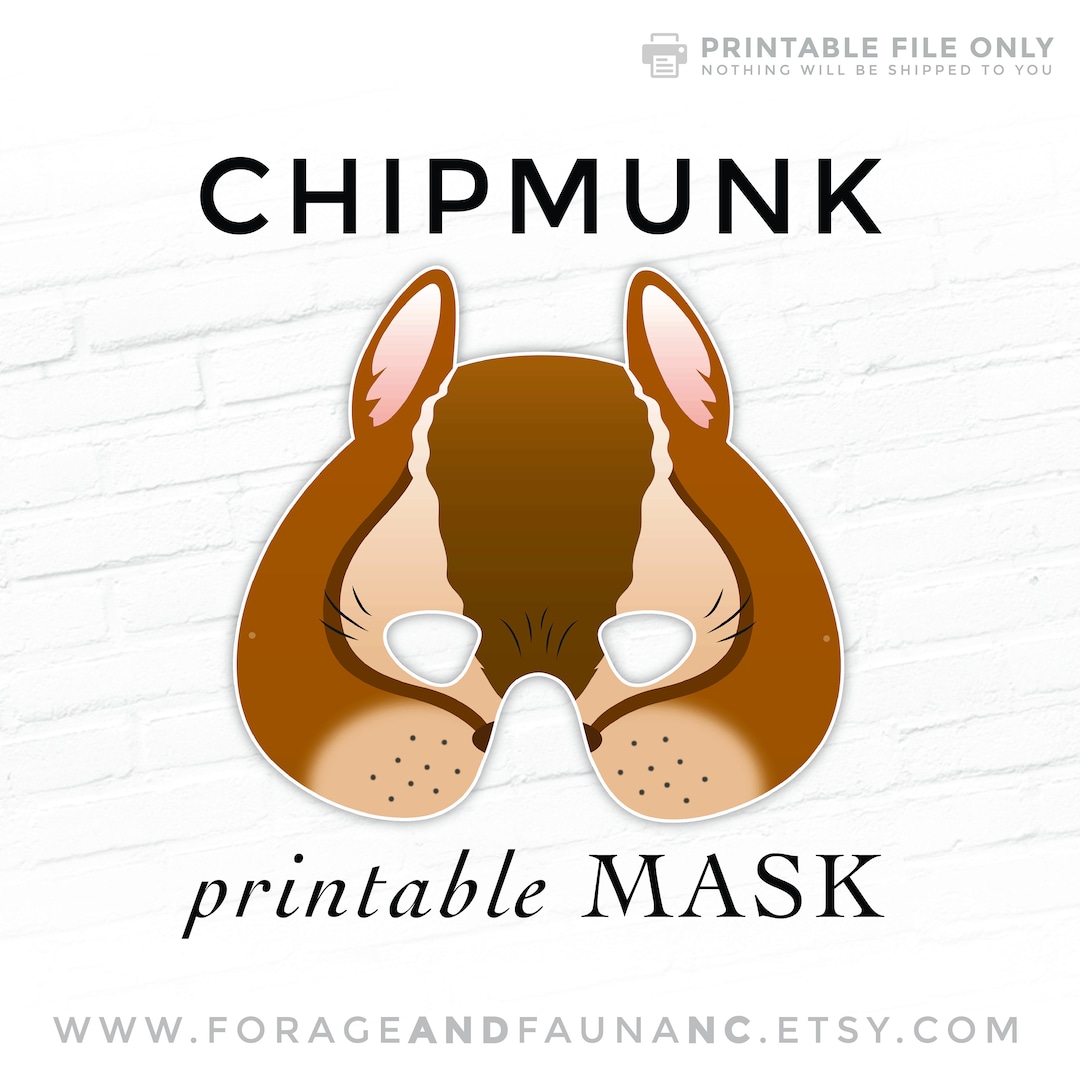 Printable Mask, Halloween, Animal Mask, Chipmunk Mask, Alvin Chipmunks ...