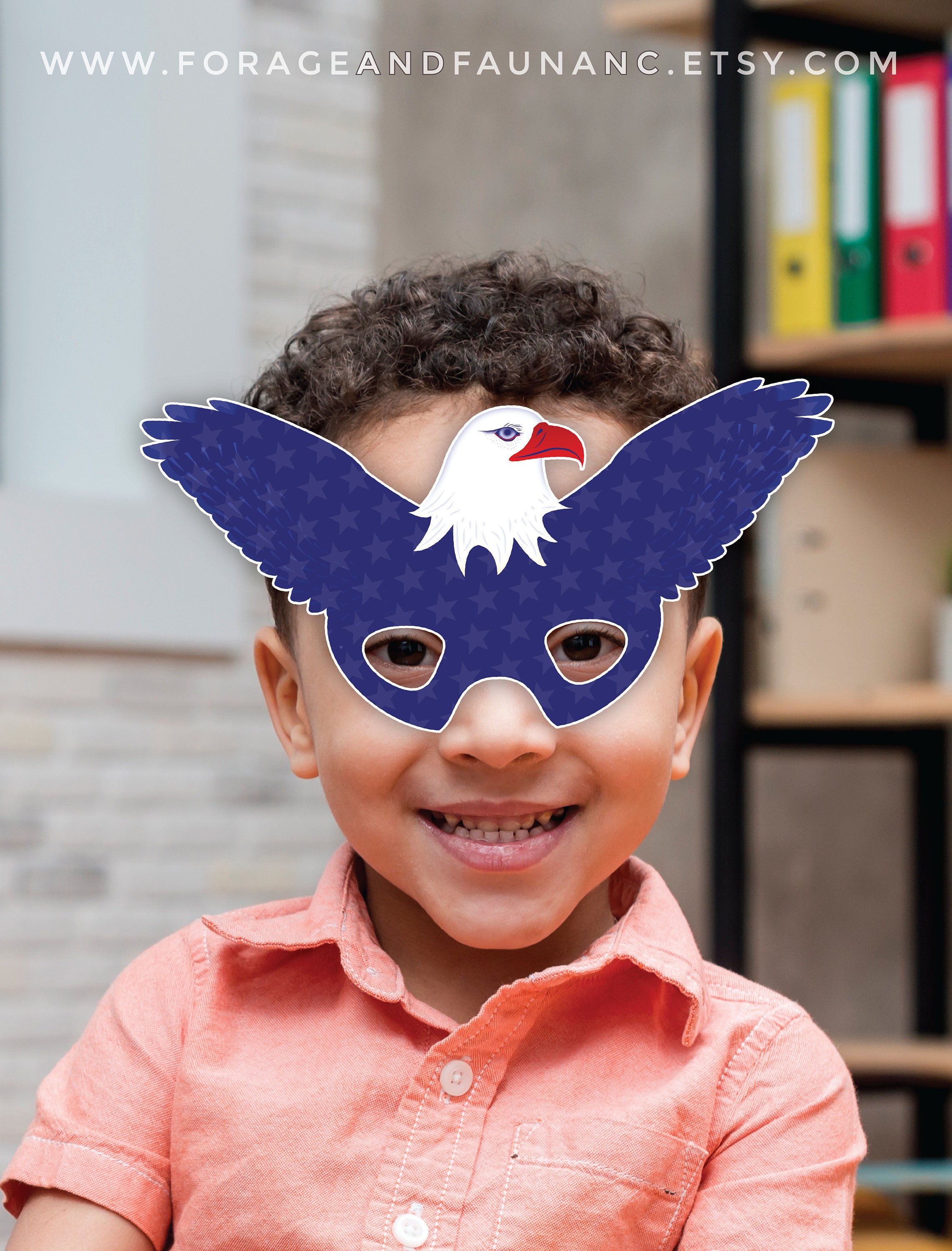 Patriotic 4th of July Red White & Blue Bald Eagle Mask Printable ...