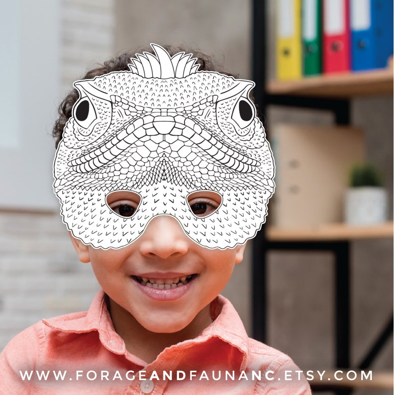 Iguana Coloring Mask Fun Giant Lizard Animal Mask Halloween Costume ...