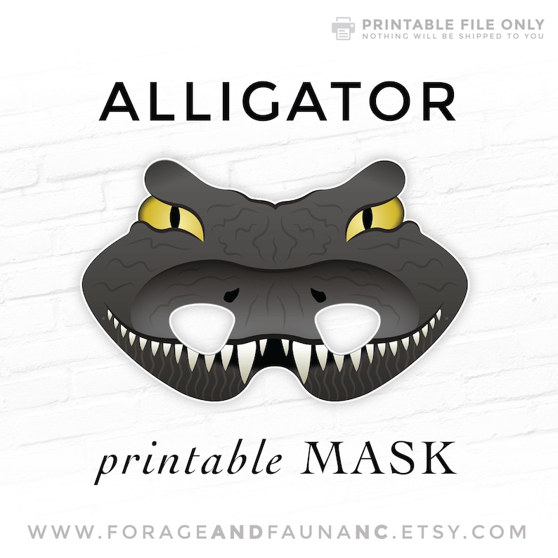 Alligator Printable Animal Mask Reptile Dinosaur Birthday Halloween ...