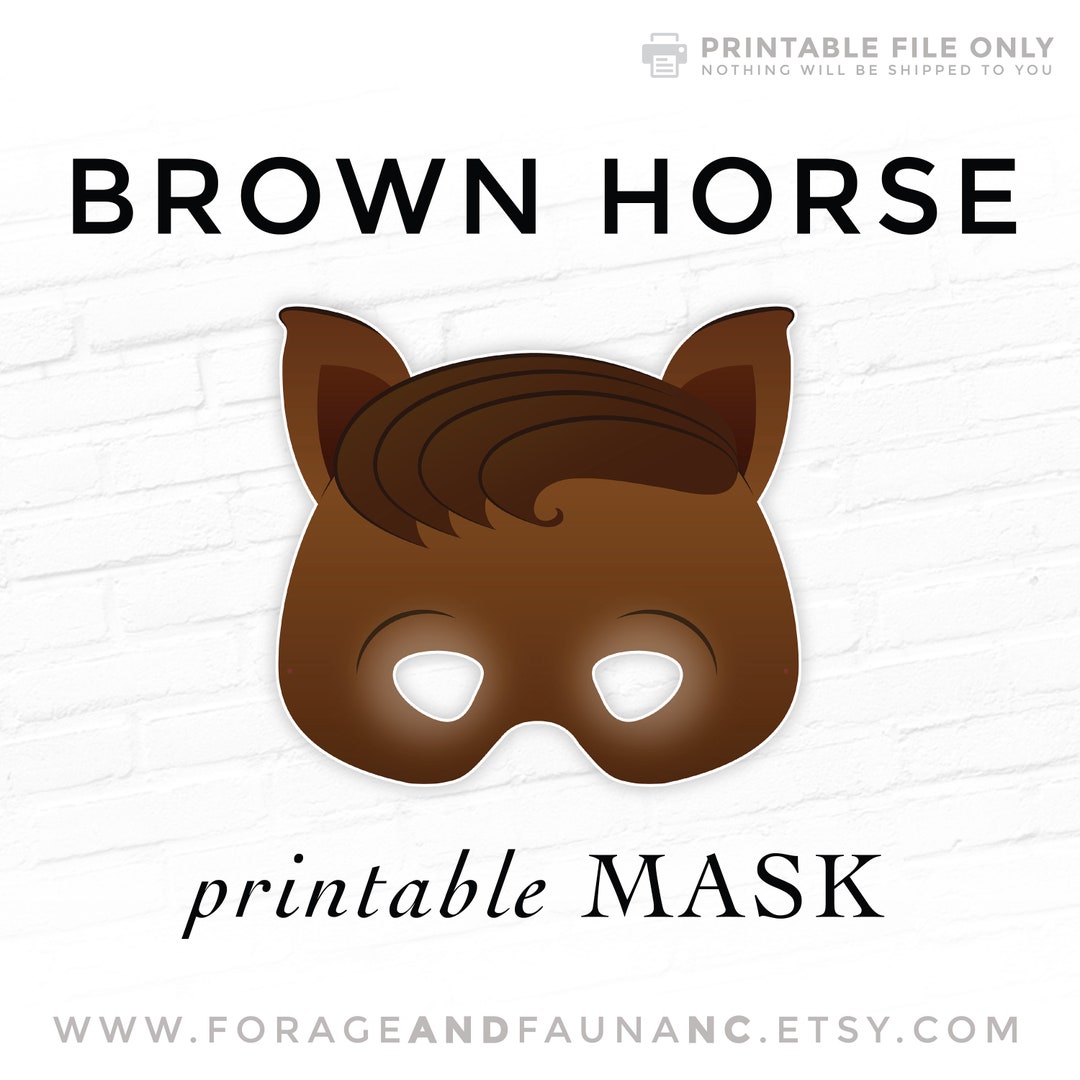 Brown Horse Printable Animal Mask Chestnut Bay Horse Farm Animal ...