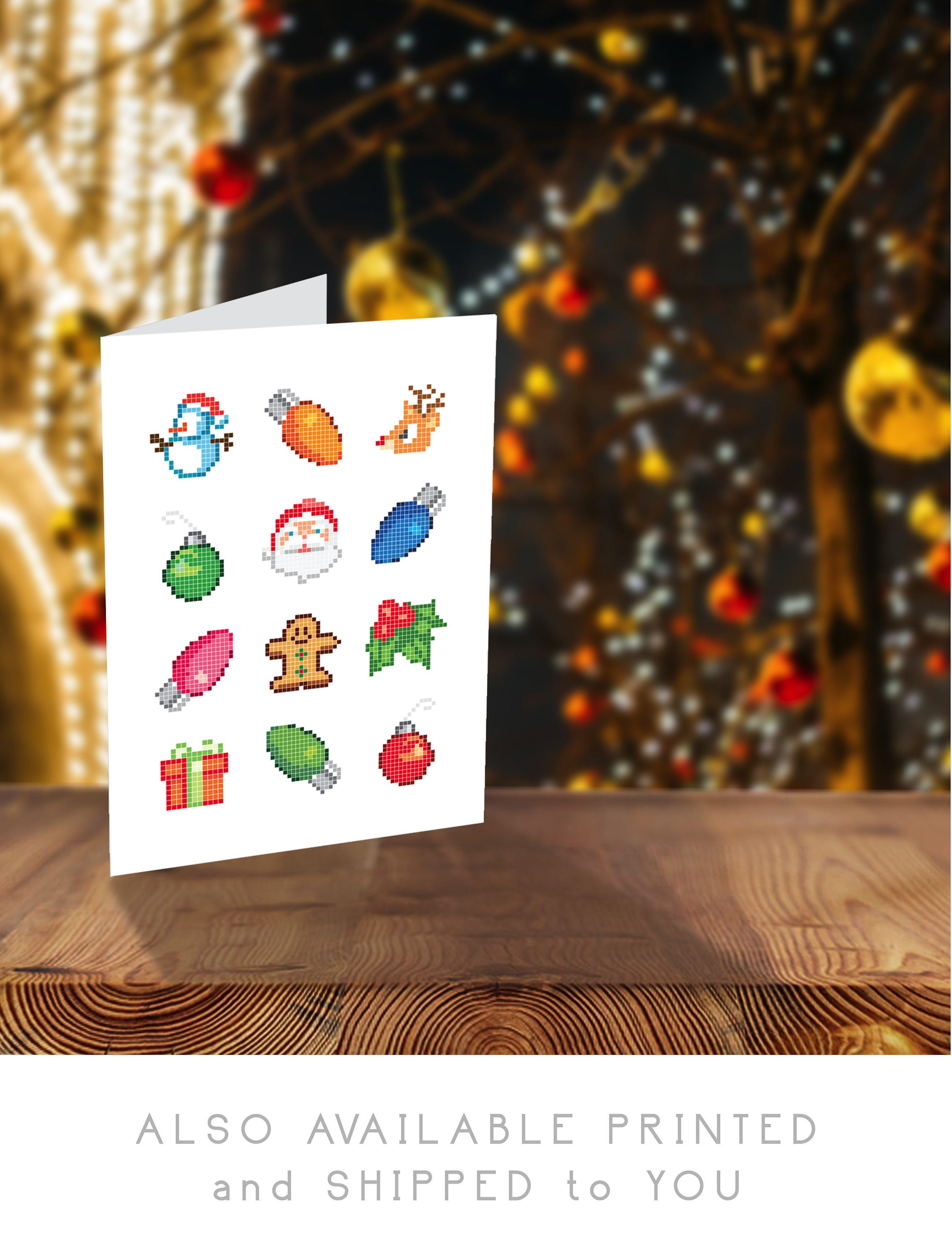 Printable Holiday Cards Geeky Christmas Card Pixel Christmas - Etsy