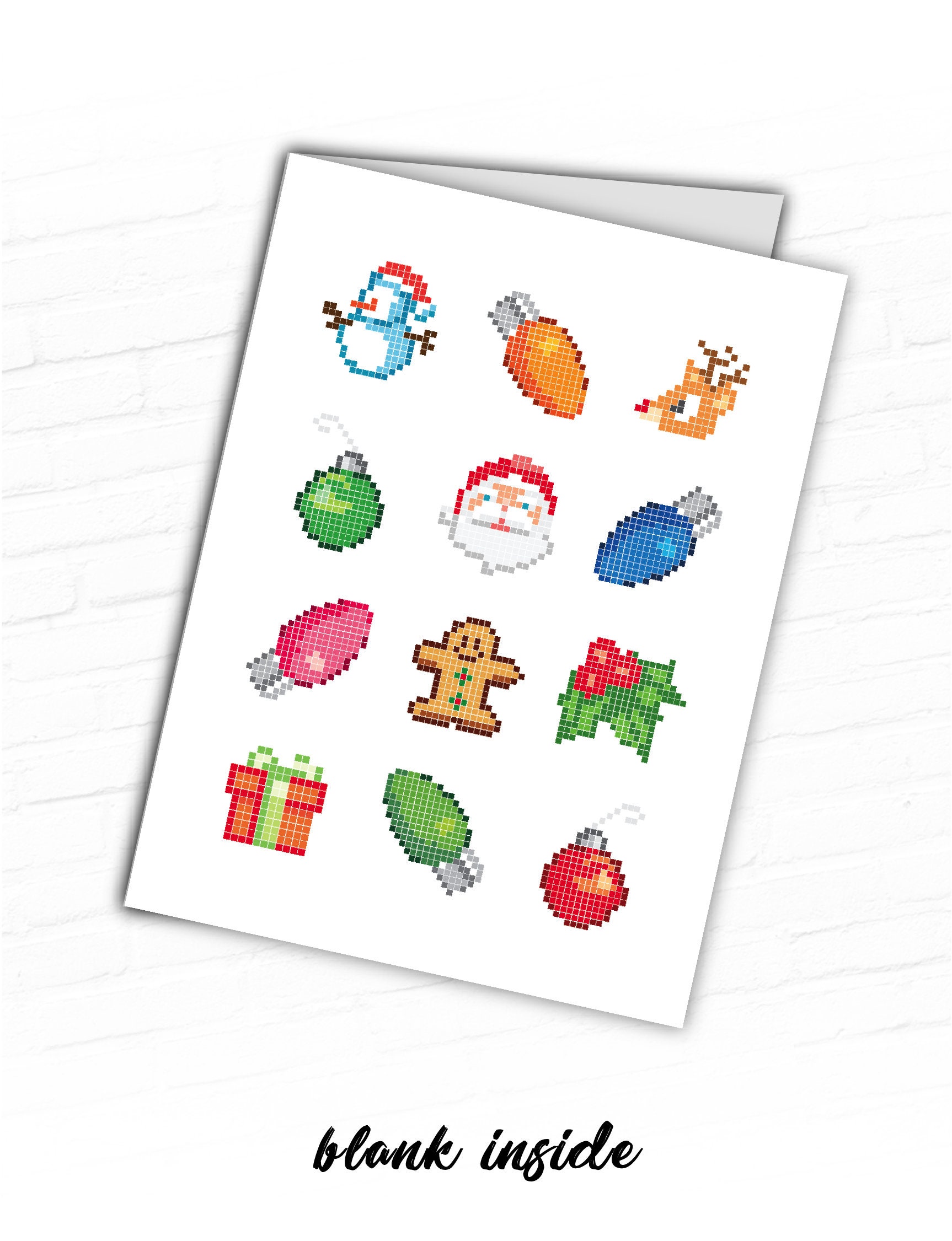 Pixel Art Printable Christmas Cards Set of 3 Fun Christmas Nerdy Xmas ...