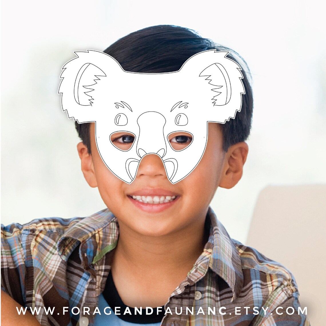 Koala Bear Coloring Mask Printable Coloring Fun Activity Page - Etsy