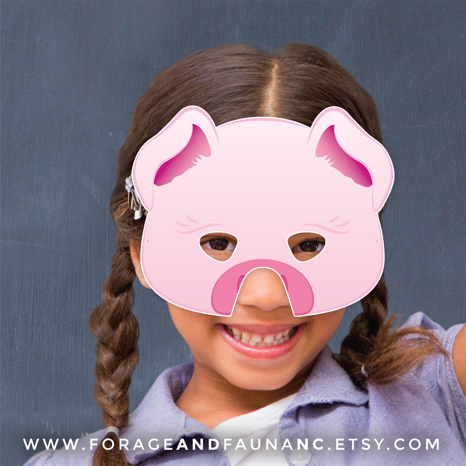 Pink Pig Printable Animal Mask Halloween Party Mask Chinese - Etsy