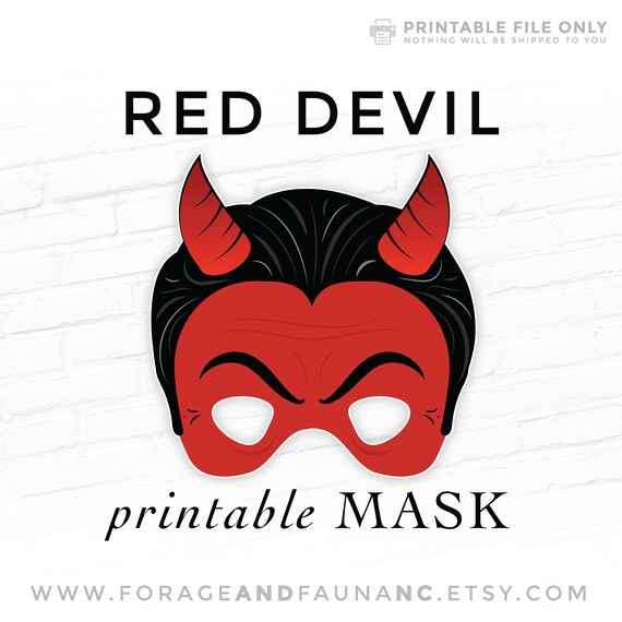 Red Devil Halloween Printable Mask Satan DIY Costume - Etsy