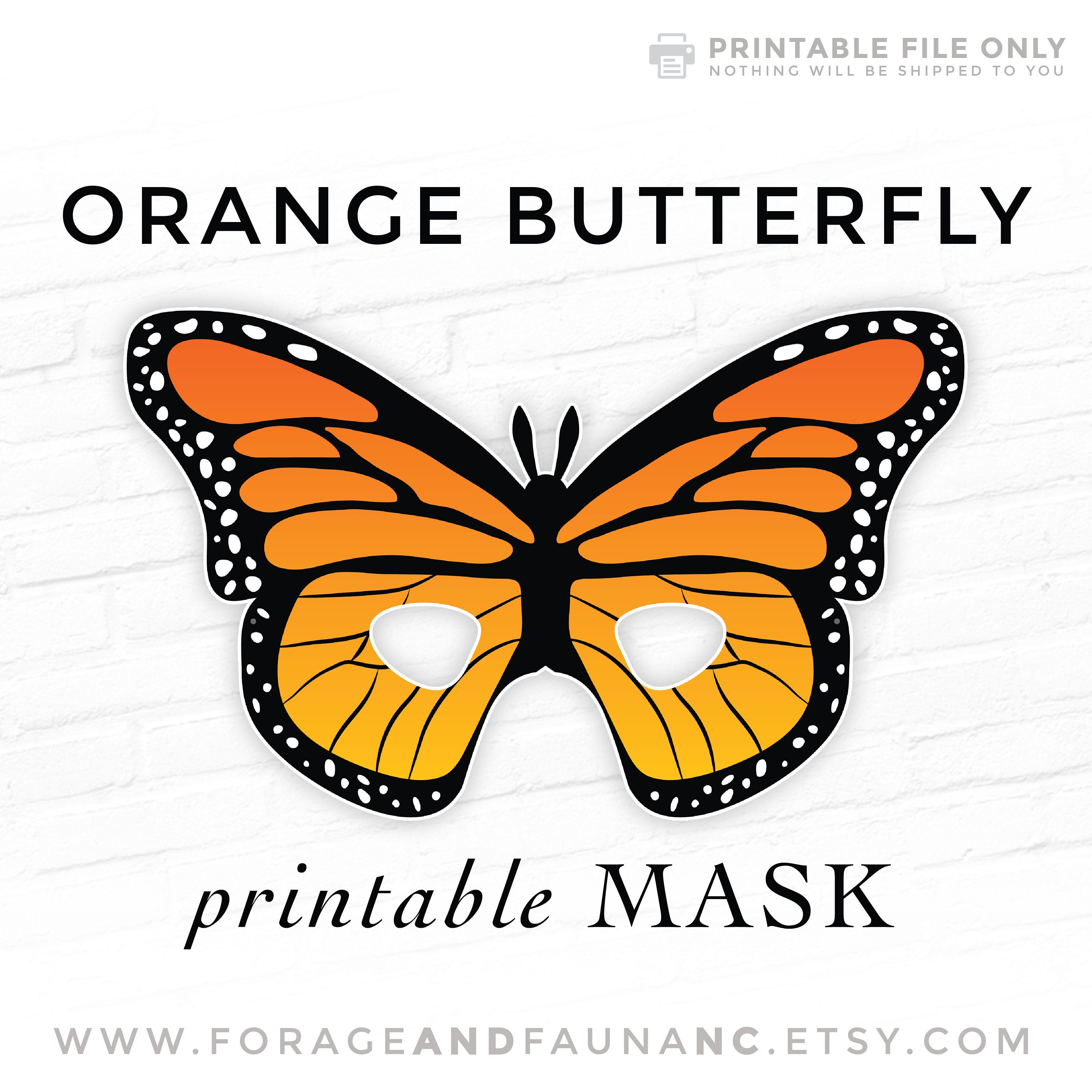 Orange Butterfly Printable Mask Costume Cosplay Butterfly Insect Bug ...