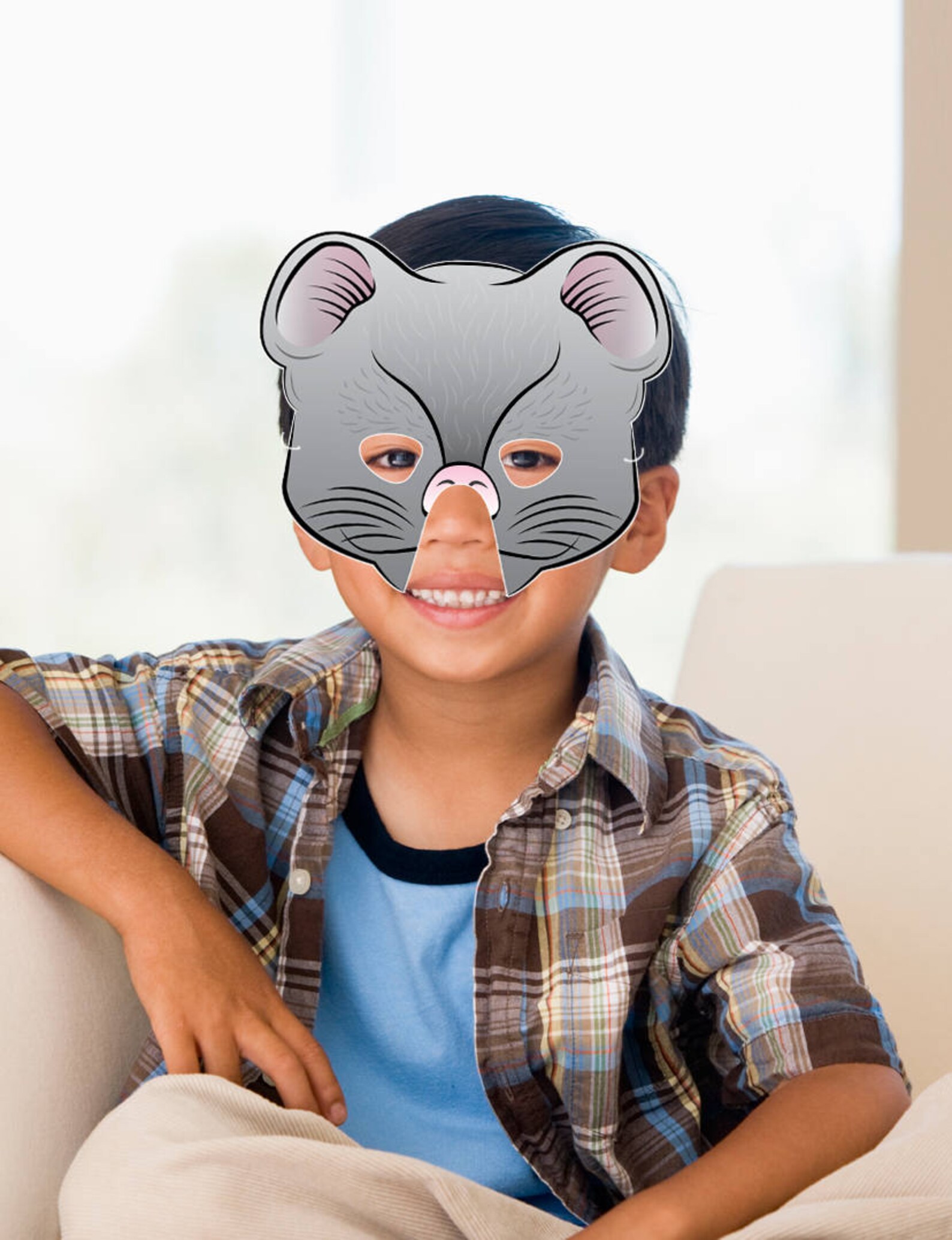 Ferret Weasel Printable Animal Party Mask Gray Ferret Animal - Etsy