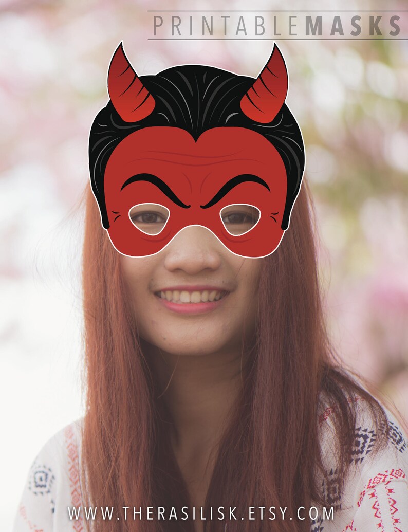 Red Devil Halloween Printable Mask, Satan DIY Costume - Etsy UK