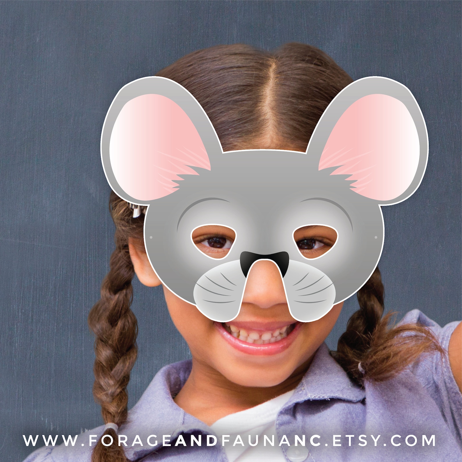 Mouse Printable Party Mask Gray Mouse Halloween Mask Party - Etsy