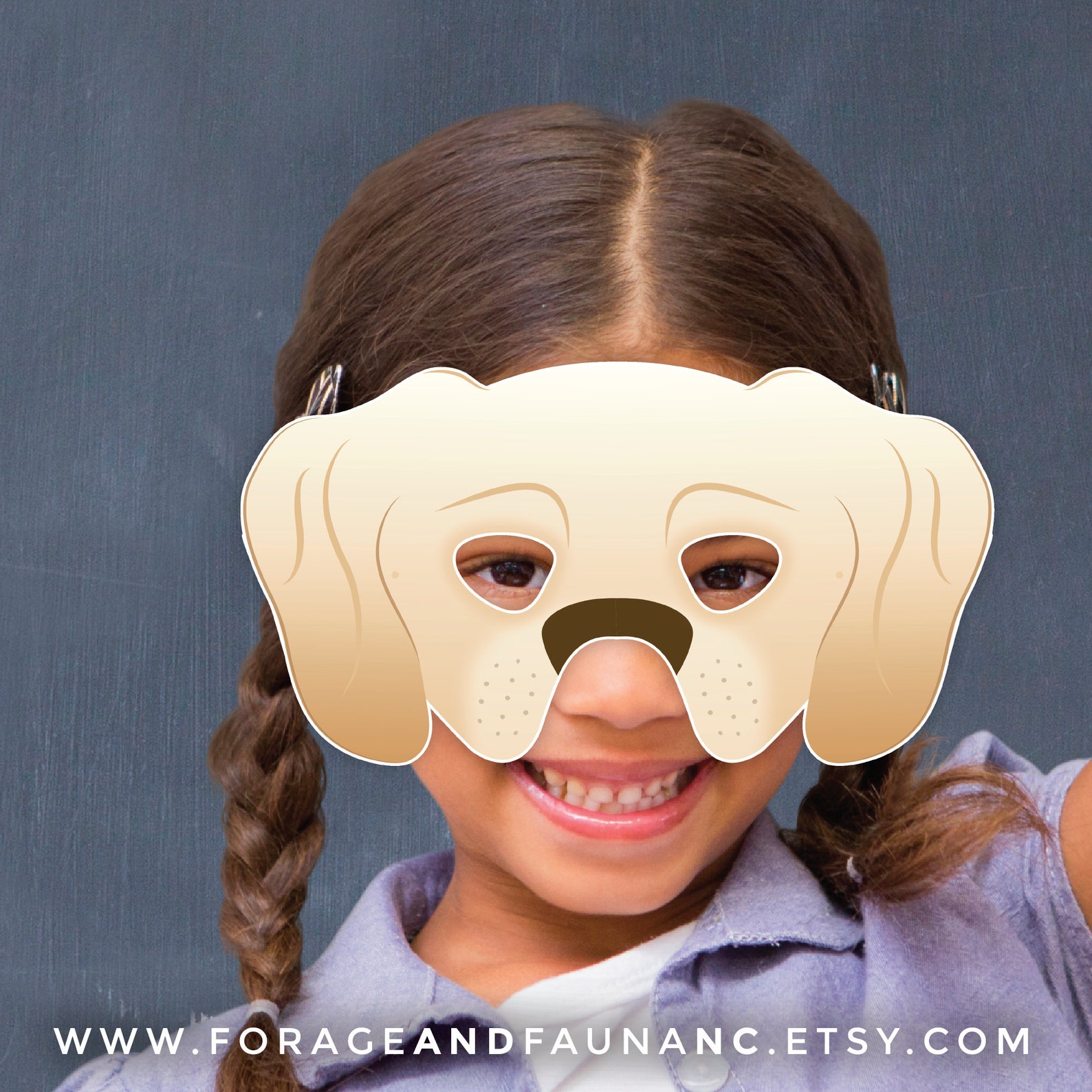 Yellow Labrador Printable Dog Mask Costume Tan Dog Halloween - Etsy