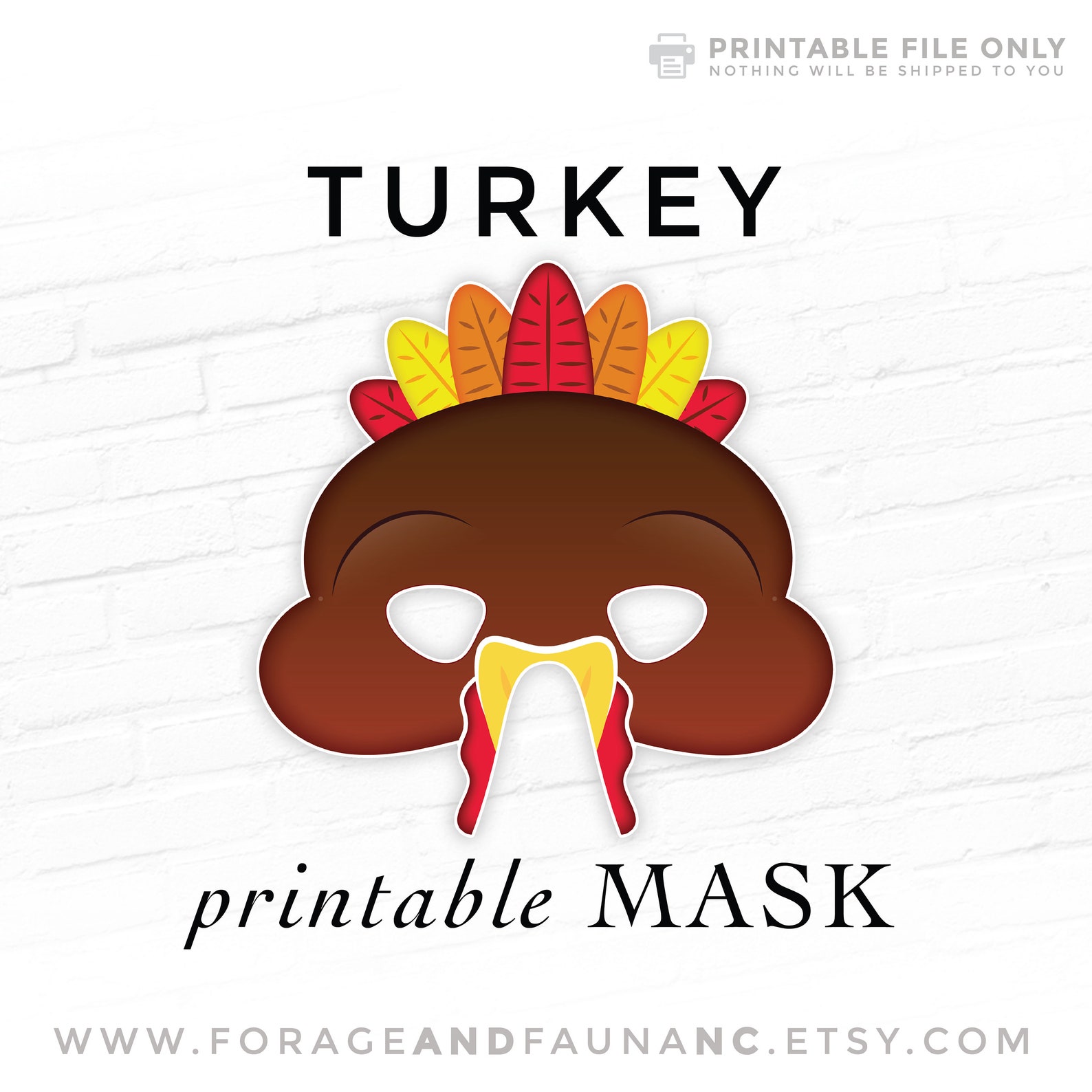 Turkey Printable Costume Face Mask Thanksgiving Printable Bird Farm ...