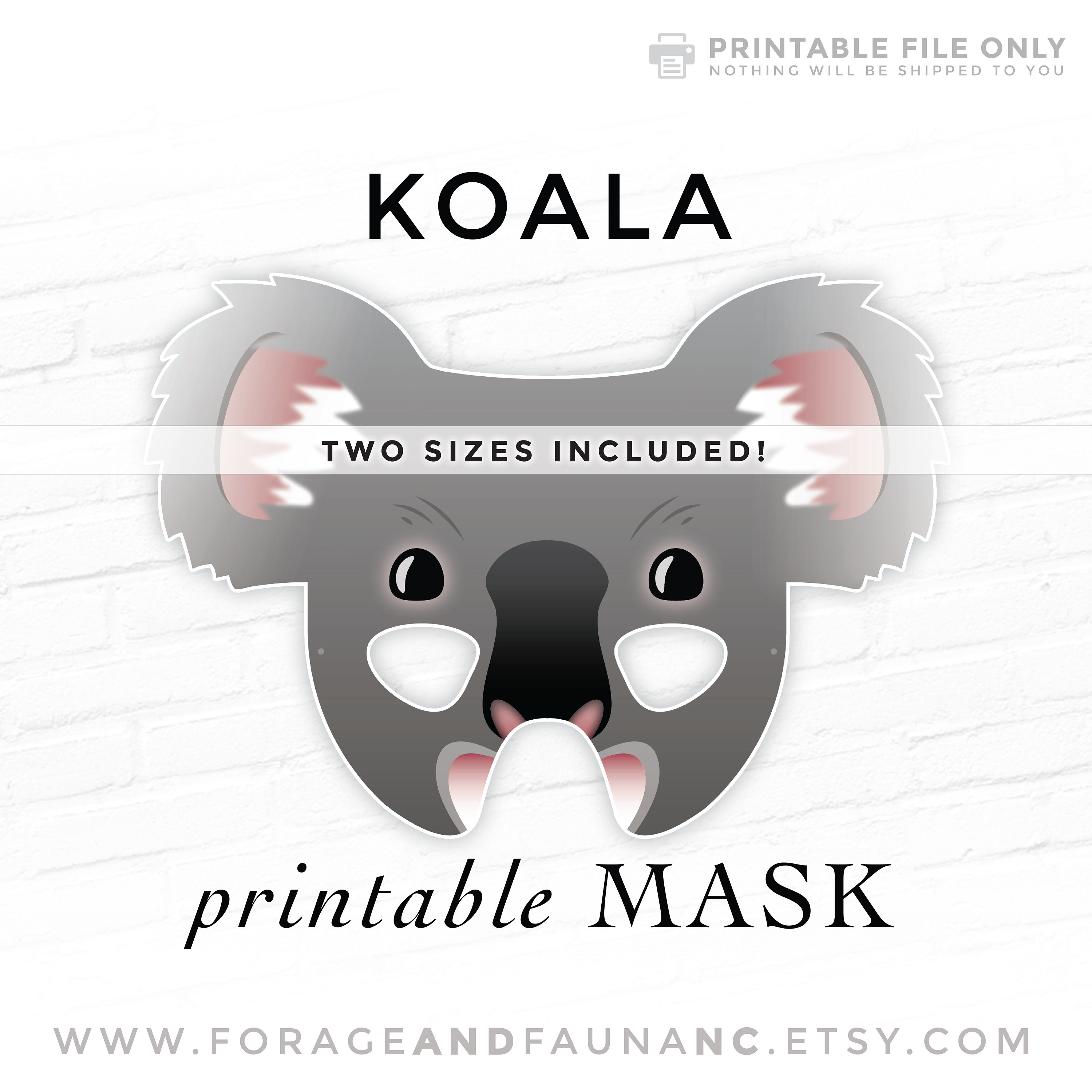 Printable Koala Bear Mask Australian Animals Cute Masks for Kids ...