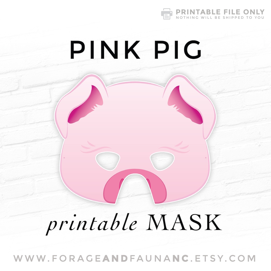 Pink Pig Printable Animal Mask Halloween Party Mask Chinese New Year ...