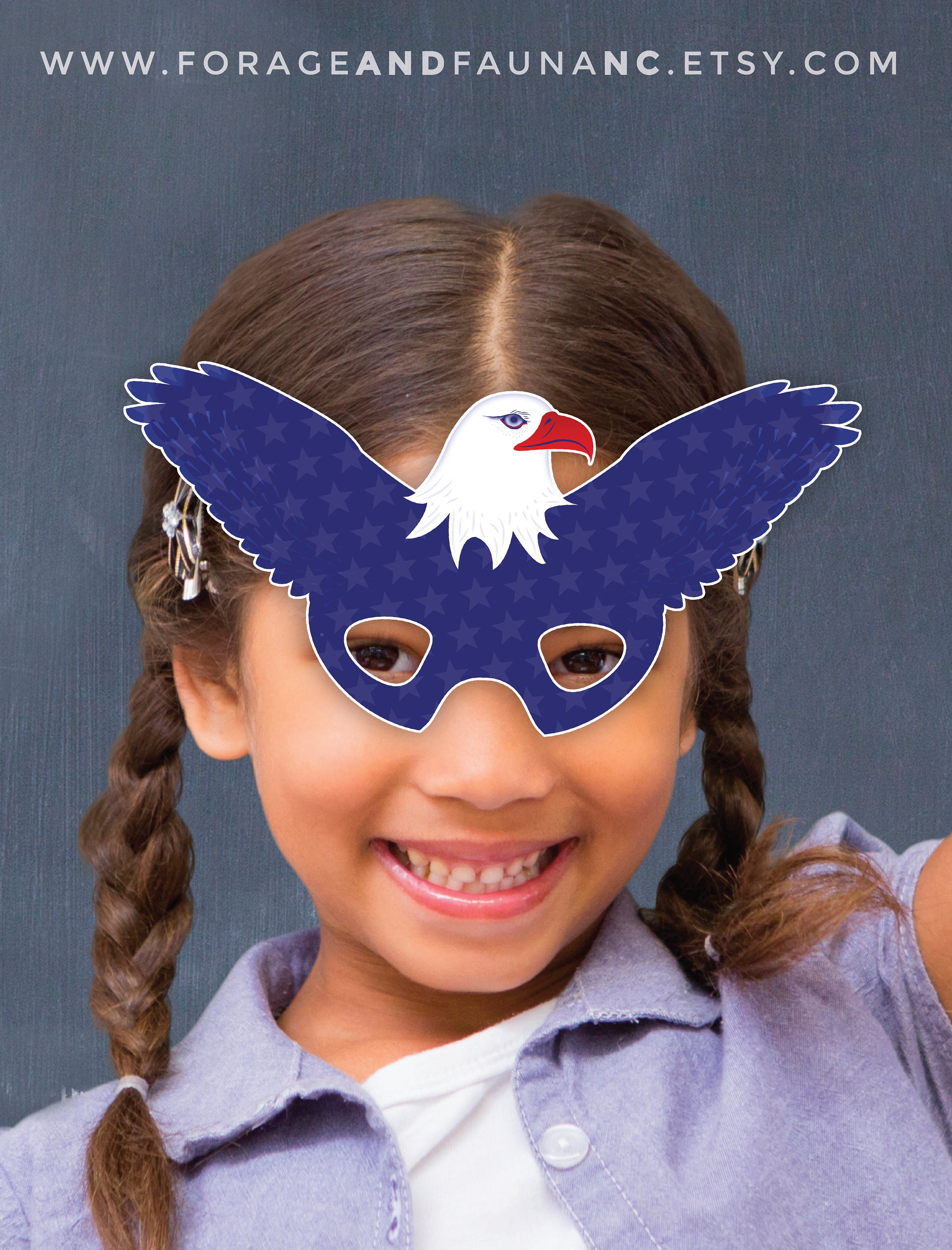 Patriotic 4th of July Red White & Blue Bald Eagle Mask Printable ...