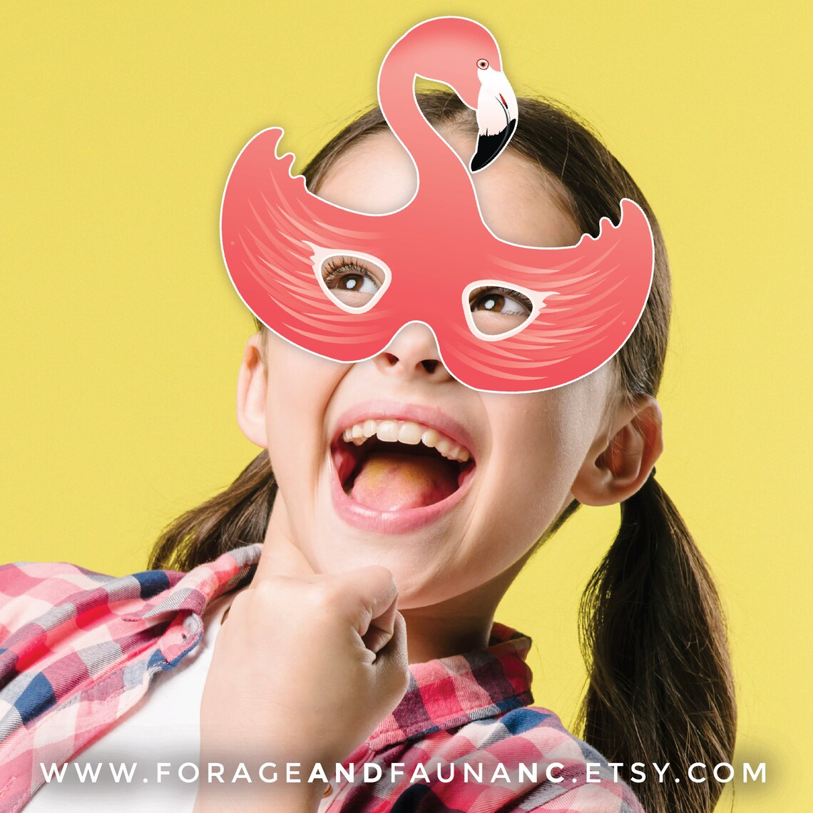 Flamingo Printable Tropical Pink Bird Mask Animal Mask | Etsy