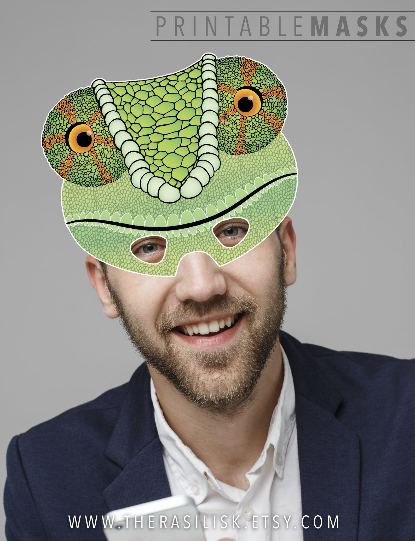 Printable Mask Halloween Costume Chameleon Lizard Mask | Etsy