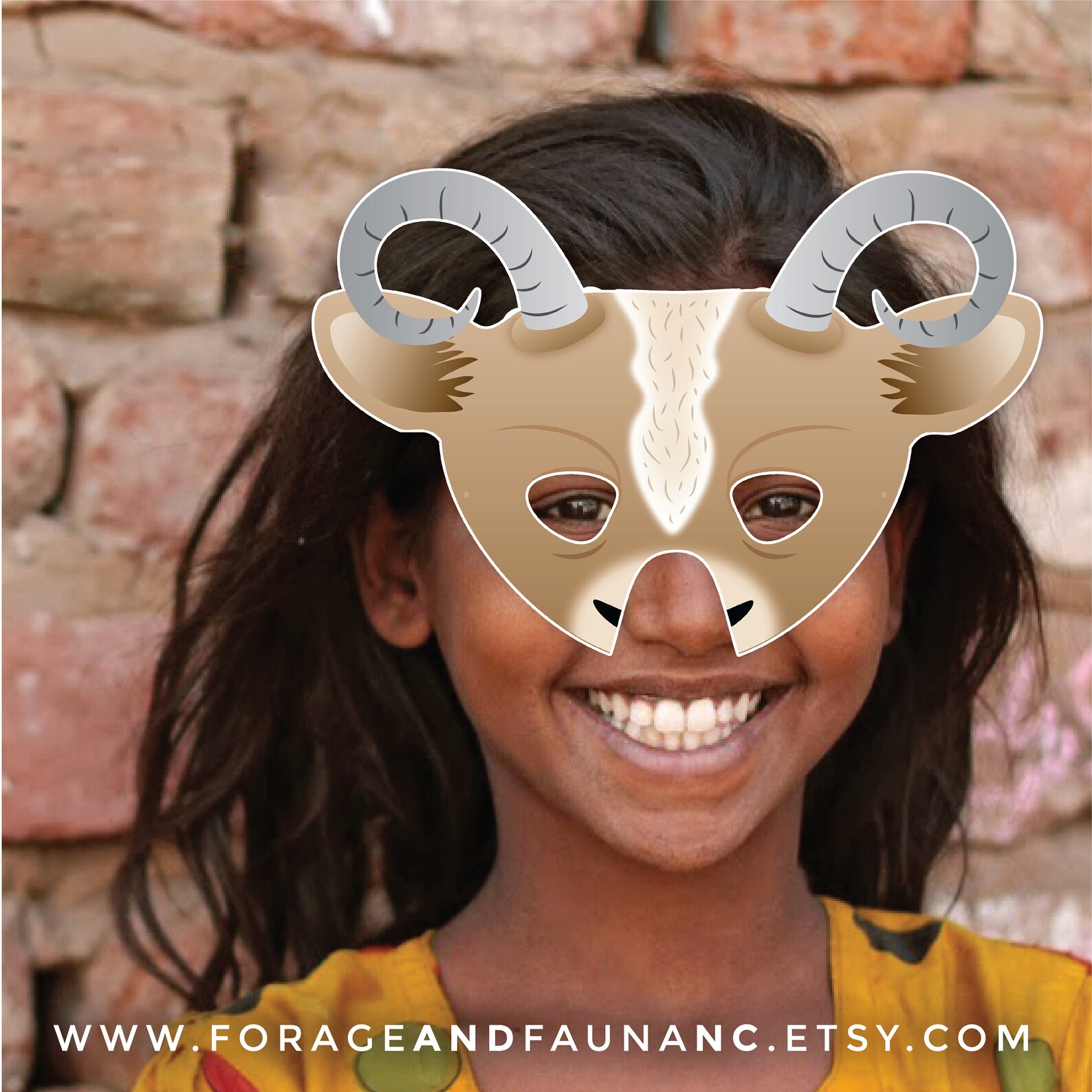 Goat Printable Costume Face Mask Nativity Theater Mask Halloween ...