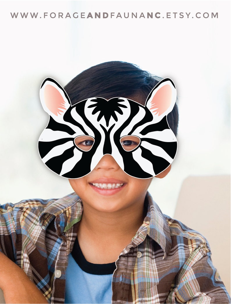 Zebra Printable Animal Mask Halloween Masks Party Mask Costume Lion ...
