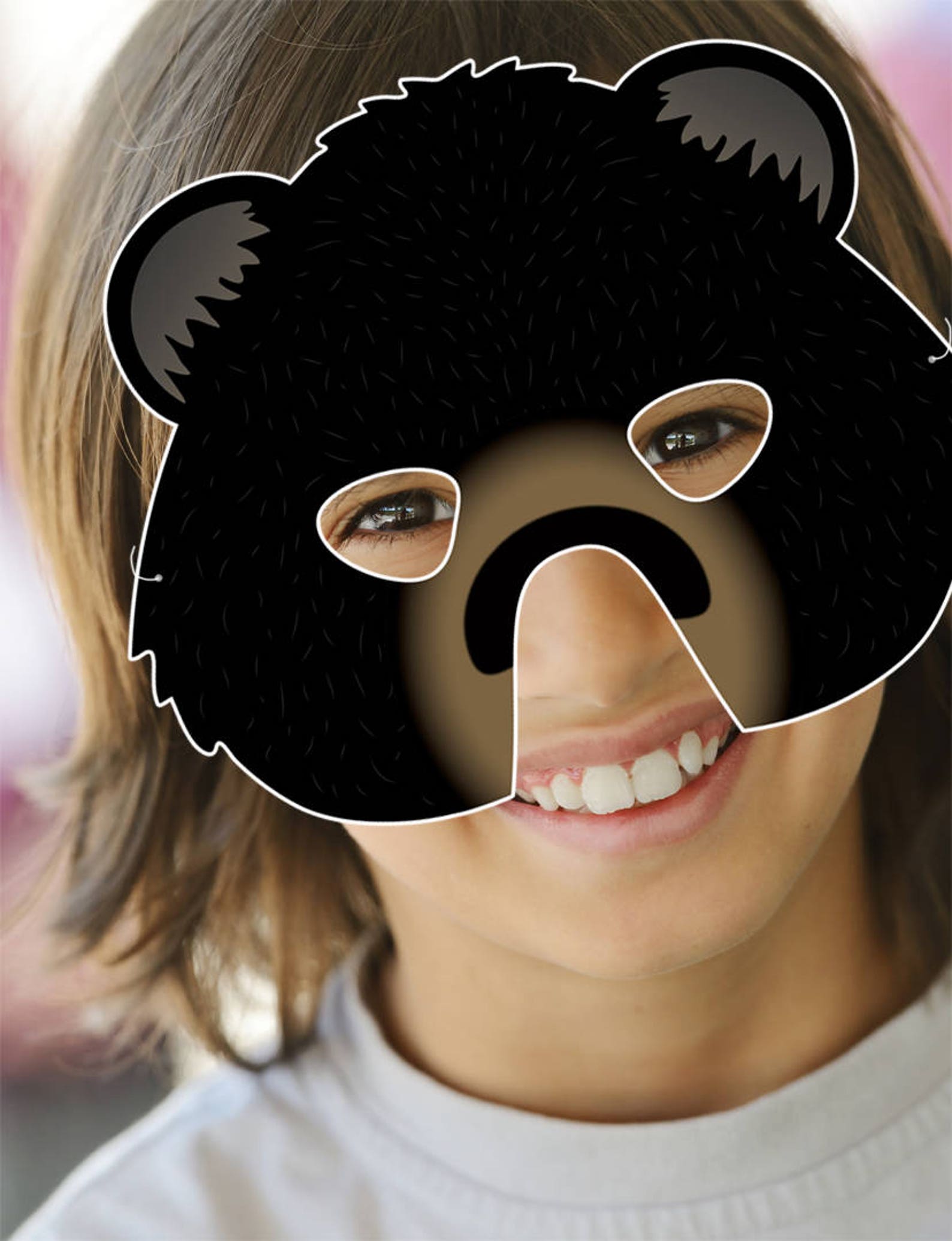 Black Bear Printable Animal Mask Woodland American Fairy Tale Cosplay ...