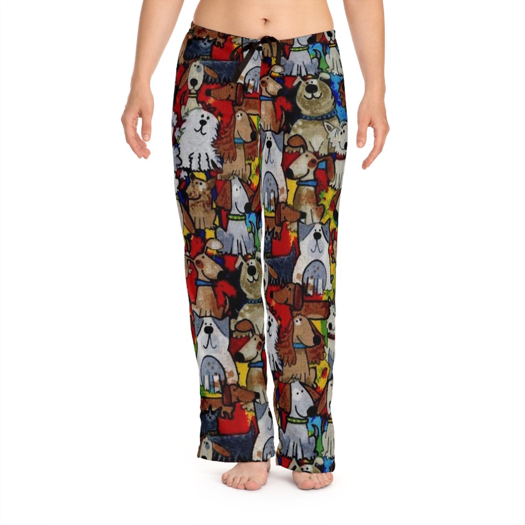 Ladies Whimsical Dogs Pajama Pants,dog Lover Pjs, Ladies Novelty Pj ...