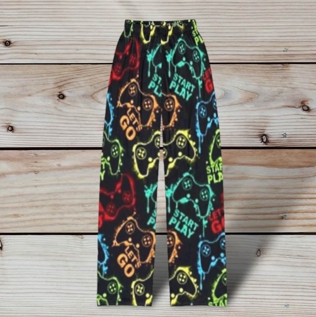 Kids Gamer Pajama Bottoms, Video Game Players Pj Bottoms, Gaming Child ...
