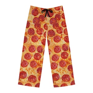 Men's Pizza Theme Pajama Pants, Pepperoni Pizza Lover Gift Pj Bottoms ...