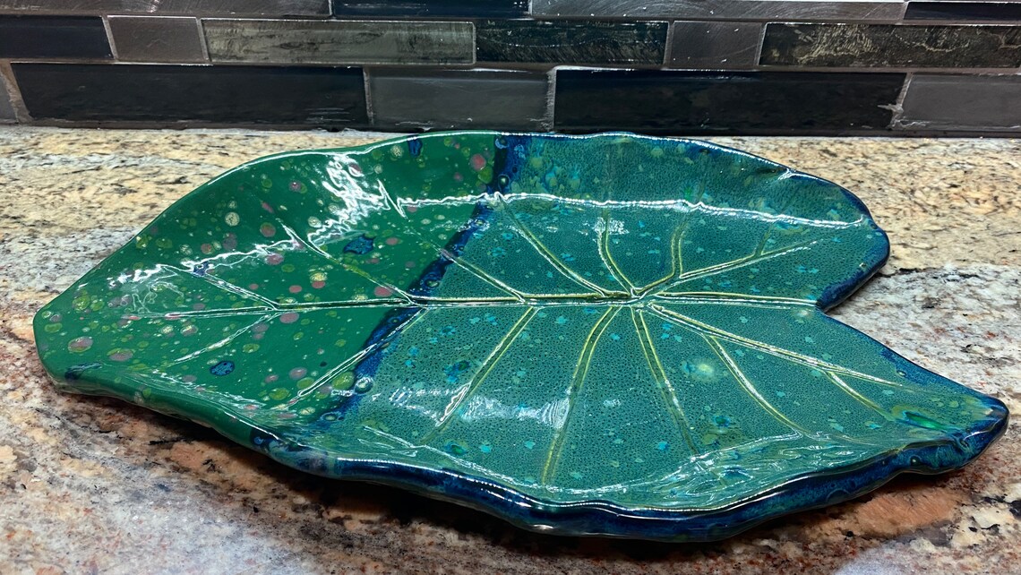Ceramic Leaf Platter, Snack Platter, Clay Pottery, Nature Inspired ...