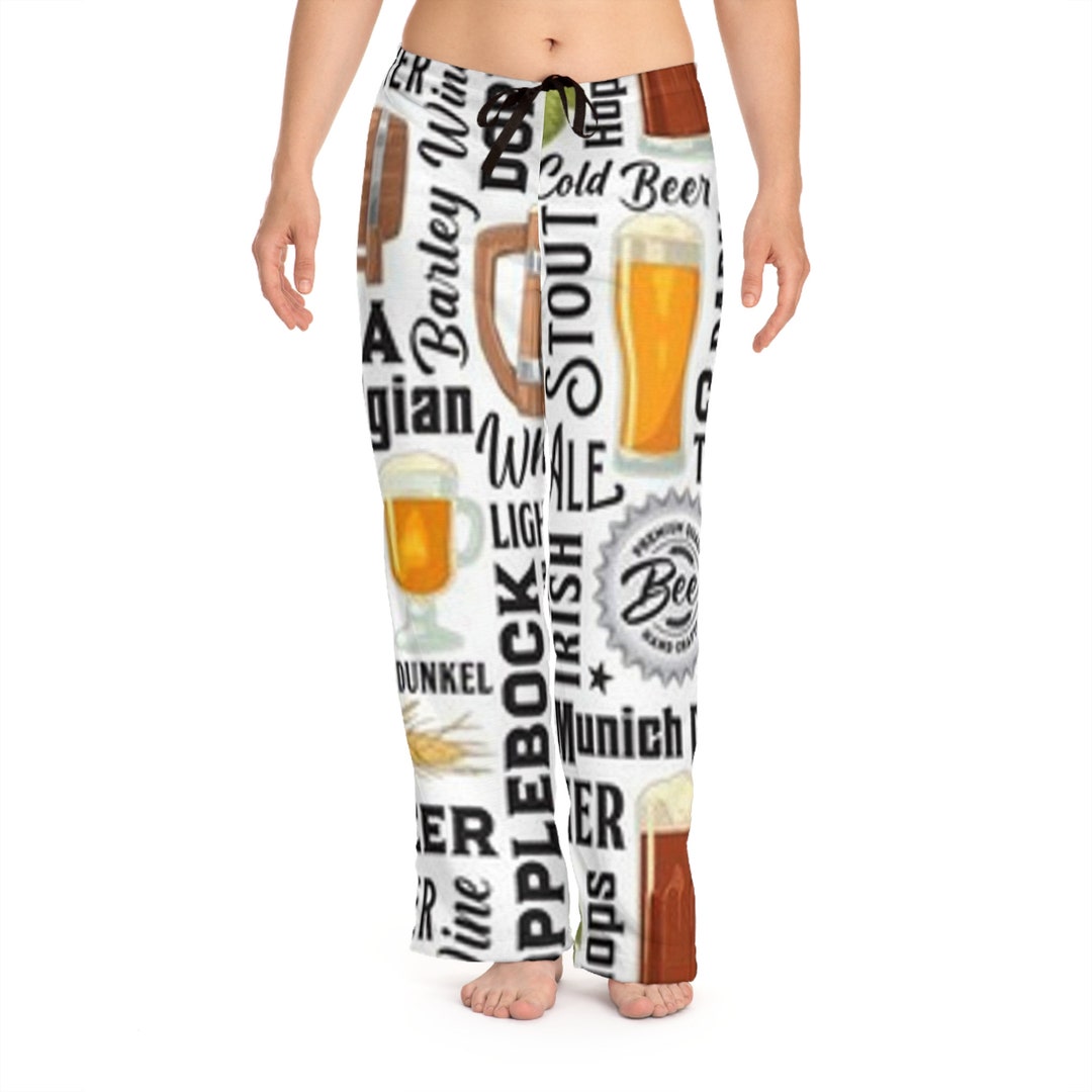 Ladies Pajama Pants Beer Words, Beer Lovers Pj Bottoms, Womens Novelty ...
