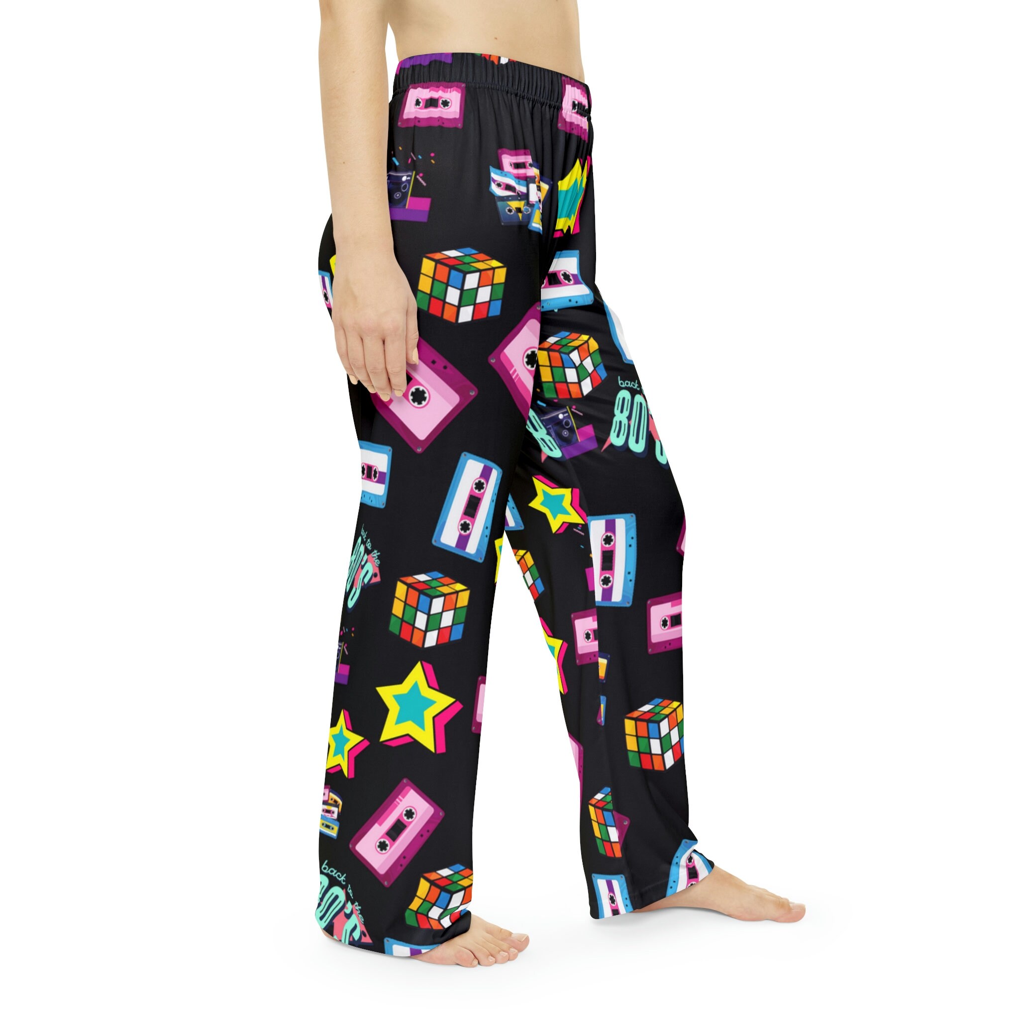 80's Nostalgia Fun Retro Pj Pants, Cassette Tapes Rubics Cubes, Novelty ...