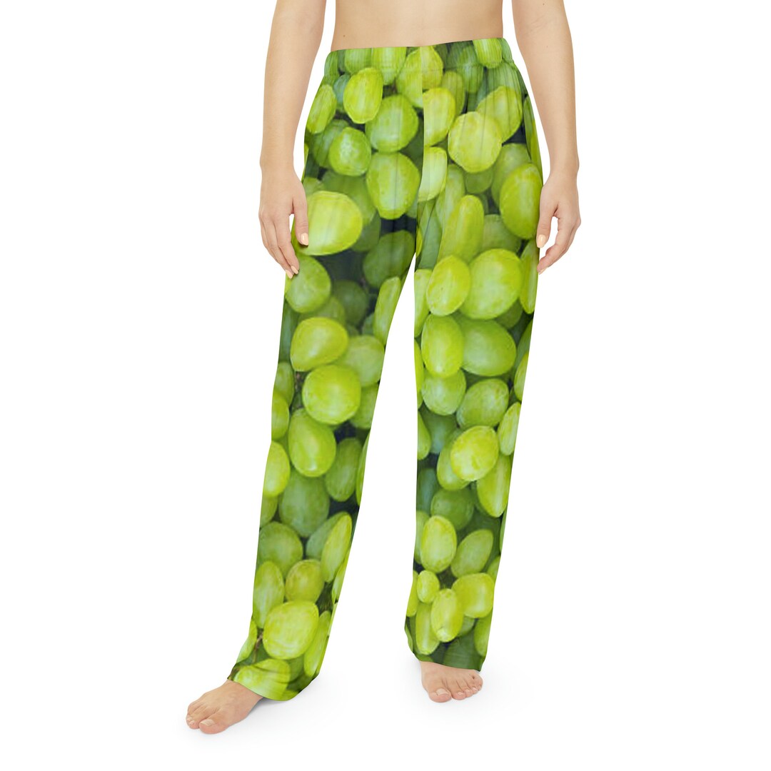 Ladies Green Grapes Pajama Pants, Fashion Pj Pants, Grape Print Ladies ...