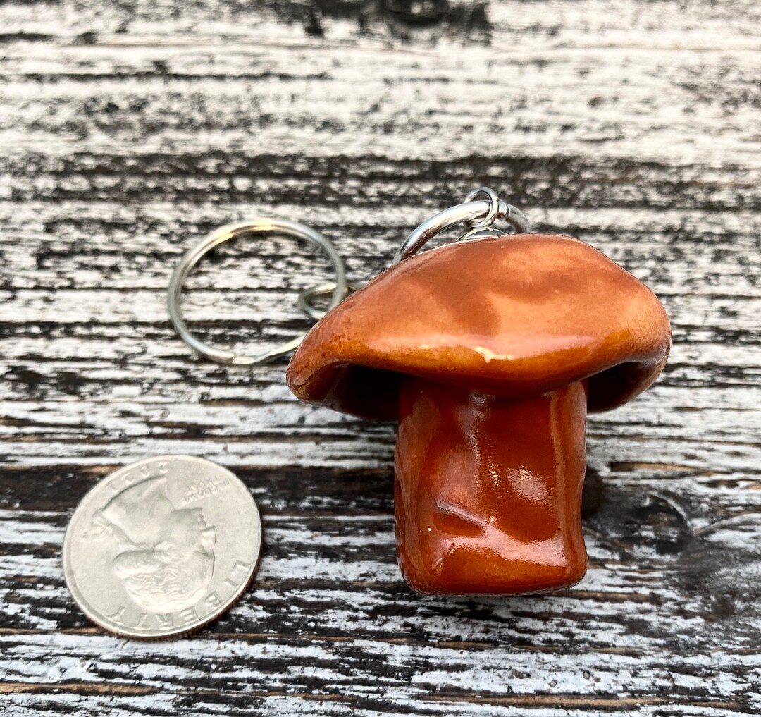 Ceramic Hand Sculpted Mushroom Keychain, Bag Accessories, Purse Charm ...