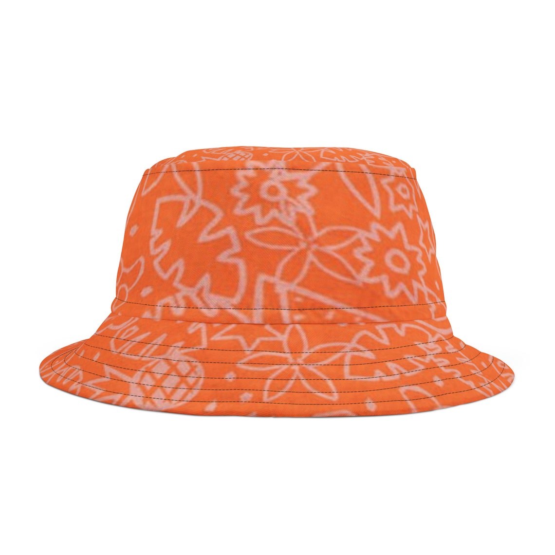 Bucket Hat Orange, Fruit and Floral Outline Fashion Hat, Ladies Mens ...