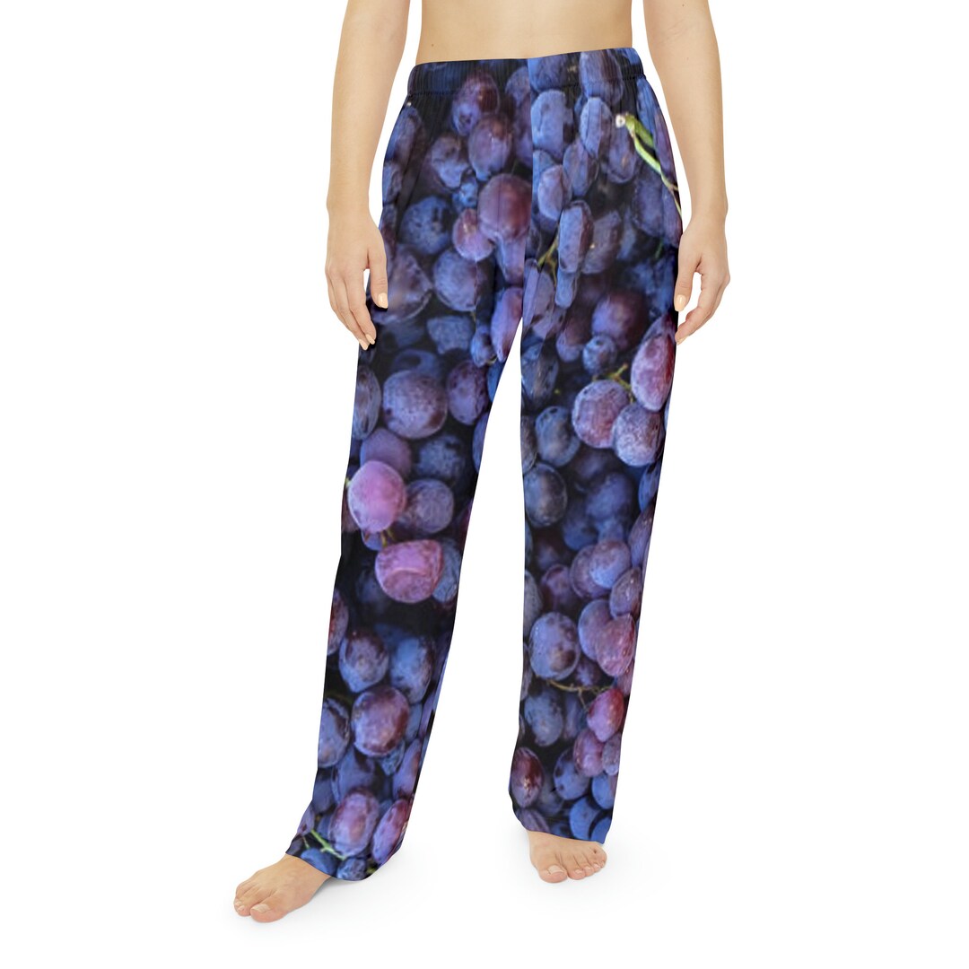 Ladies Purple Grapes Pajama Pants, Fashion Pj Pants, Grape Print Ladies ...