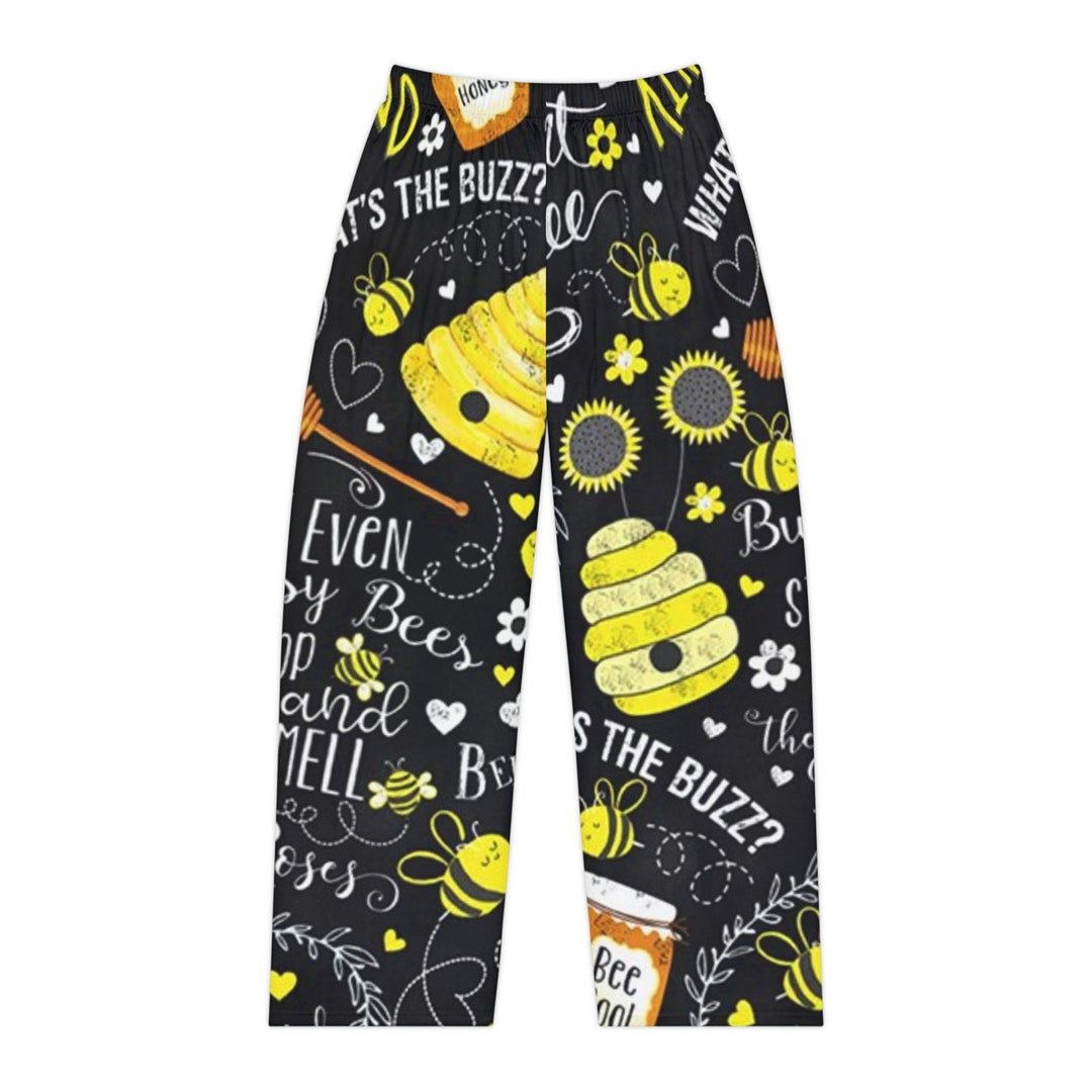 Ladies Pajama Pants Bee and Honey Theme, Bees Novelty Pj Bottoms, Gift ...