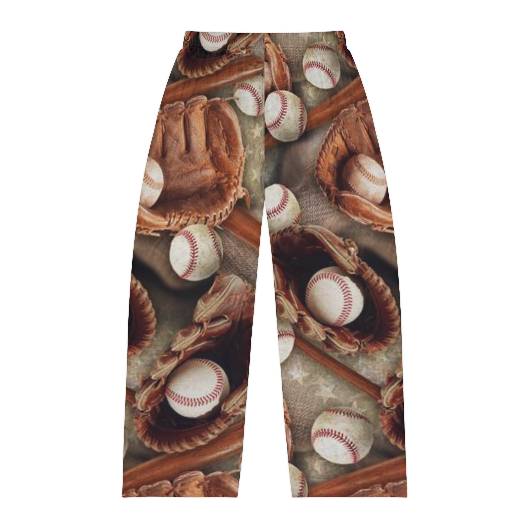 Men's Pajama Pants Baseball Themed, Baseballs and Gloves Pj Pants ...