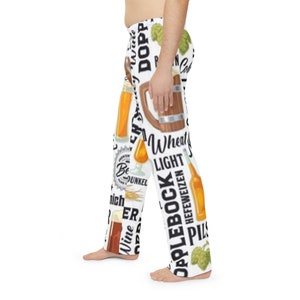 Men's Pajama Pants Beer Theme, Beer Lovers Pj Pants, Beers Pattern ...