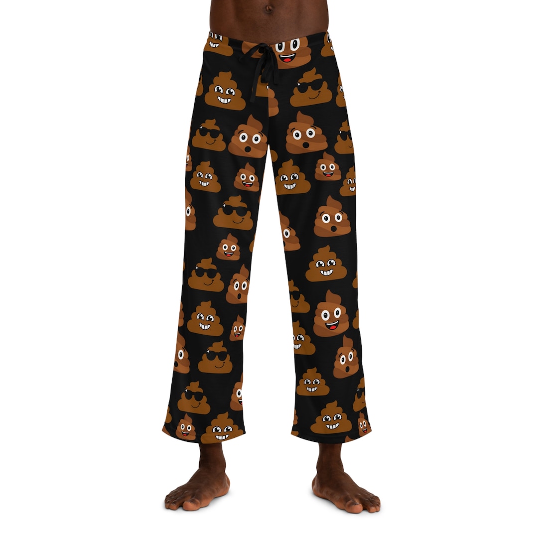 Men's Funny Poop Emoji Pajama Pants, Gag Gift Pj Bottoms, Jokester Pjs ...