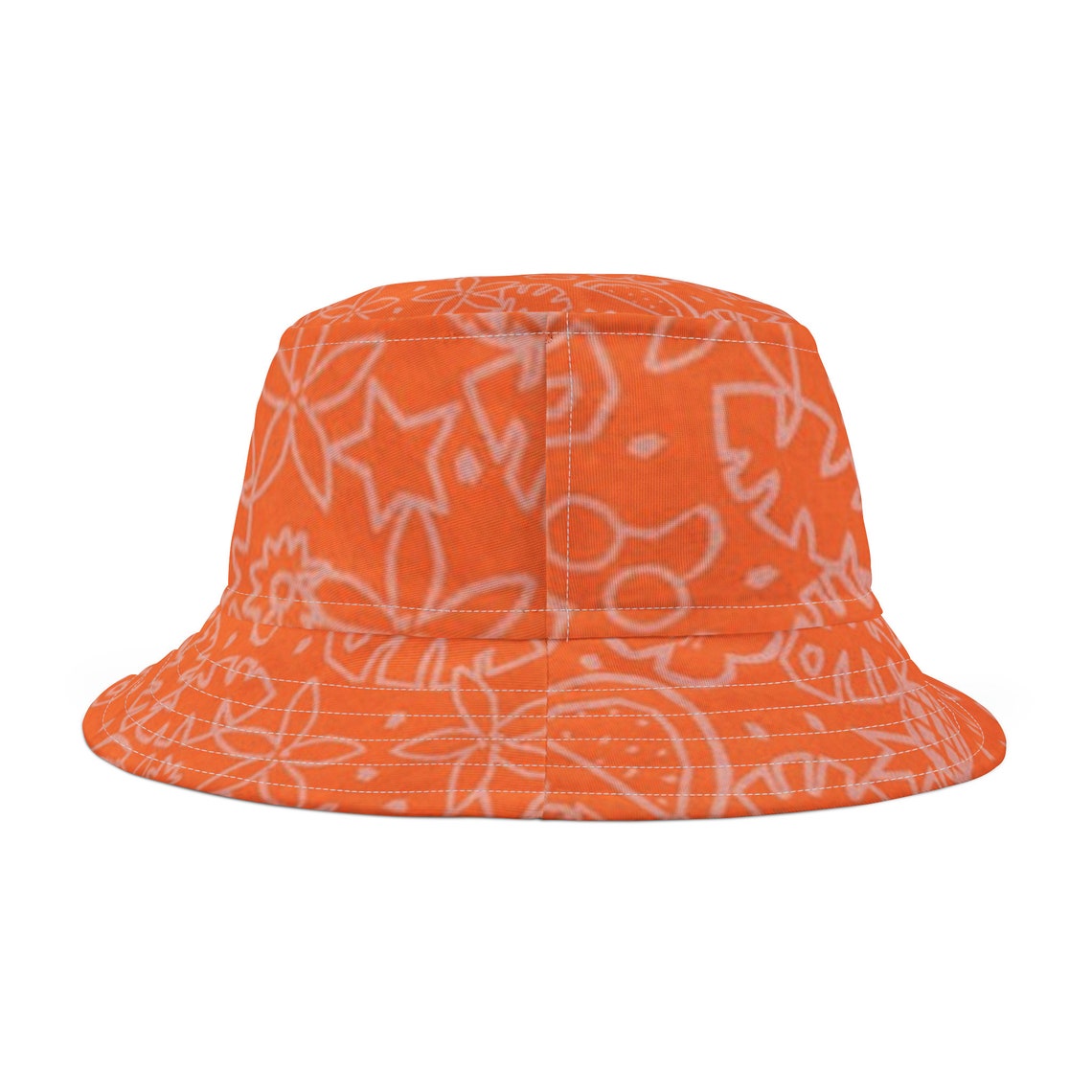 Bucket Hat Orange, Fruit and Floral Outline Fashion Hat, Ladies Mens ...