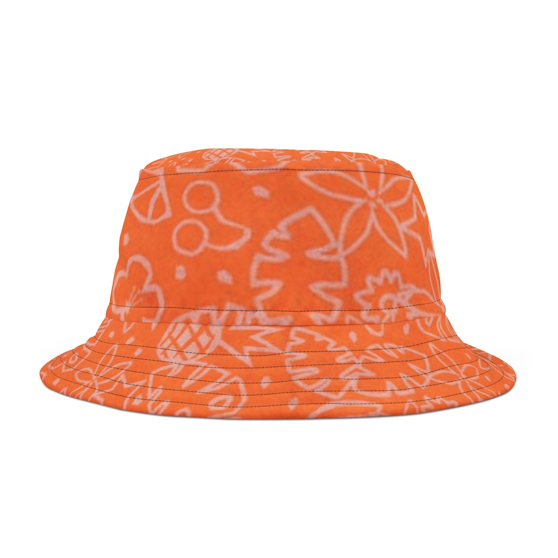 Bucket Hat Orange, Fruit and Floral Outline Fashion Hat, Ladies Mens ...