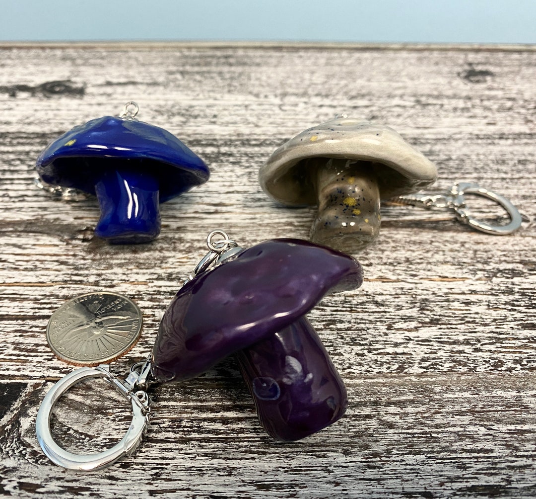 Ceramic Hand Sculpted Mushroom Keychain, Bag Accessories, Purse Charm ...