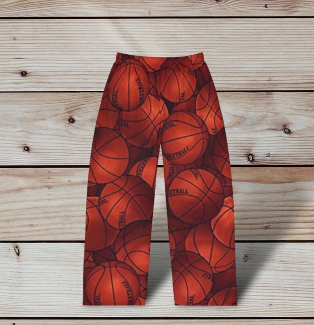 Men's Pajama Pants Basketballs, Basketball Fan Pj Pants, Game Day ...