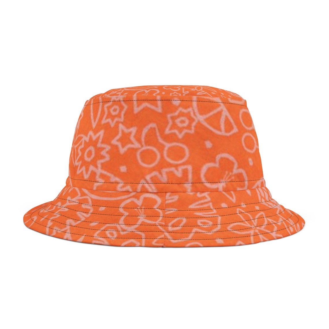 Bucket Hat Orange, Fruit and Floral Outline Fashion Hat, Ladies Mens ...