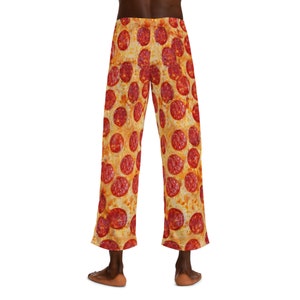 Men's Pizza Theme Pajama Pants, Pepperoni Pizza Lover Gift Pj Bottoms ...
