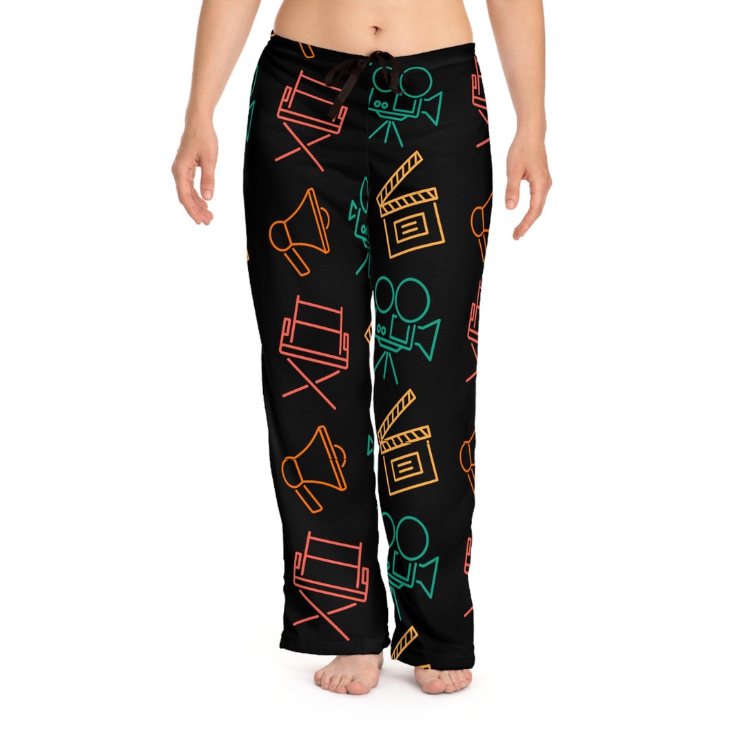 Ladies Pajama Pants Movie Projector, Hollywood Theme Pj Bottoms, Womens ...