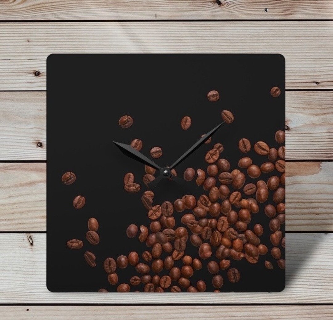 Acrylic Wall Clock, Coffee Beans, Home Decor, Kitchen or Coffee Shop ...